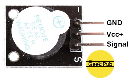 Sensor Wiki: KY-012 Active Piezo-Buzzer Module - The Geek Pub