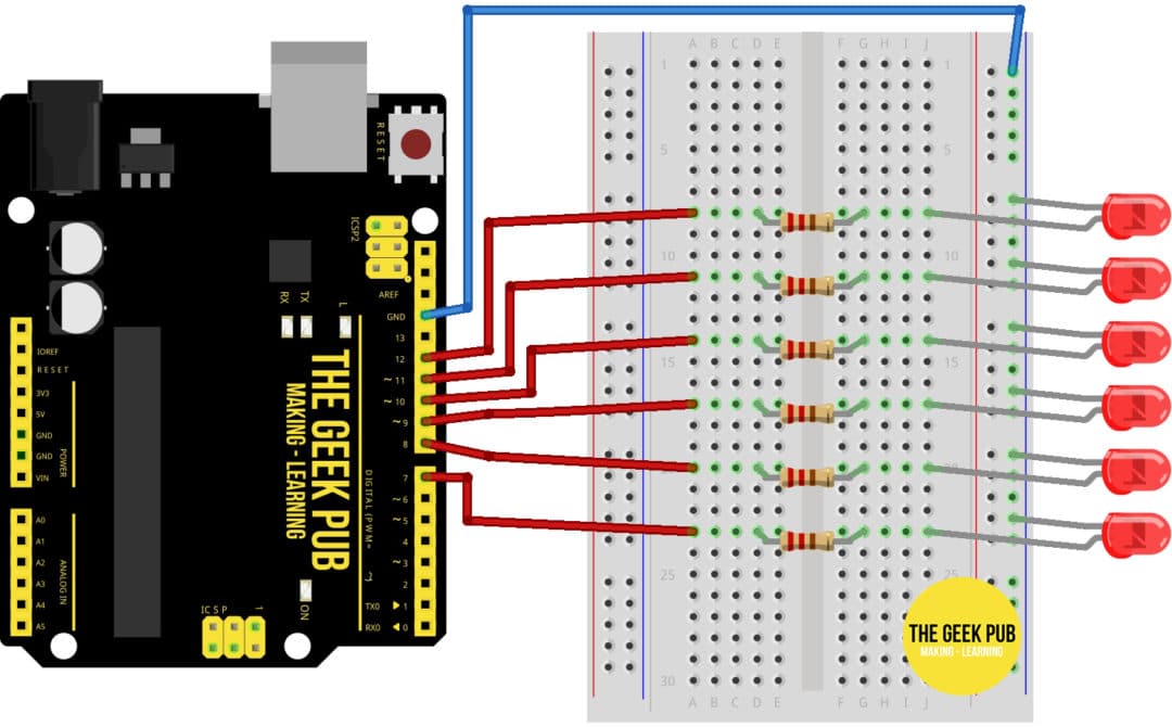 Arduino Knight Rider LEDs (Cylon Eye) - The Geek Pub