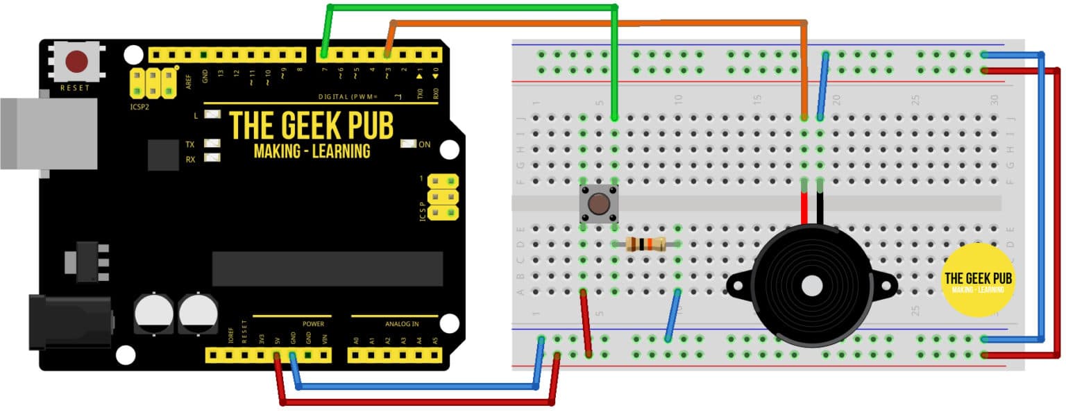 Control a Piezo Buzzer with a Button - The Geek Pub