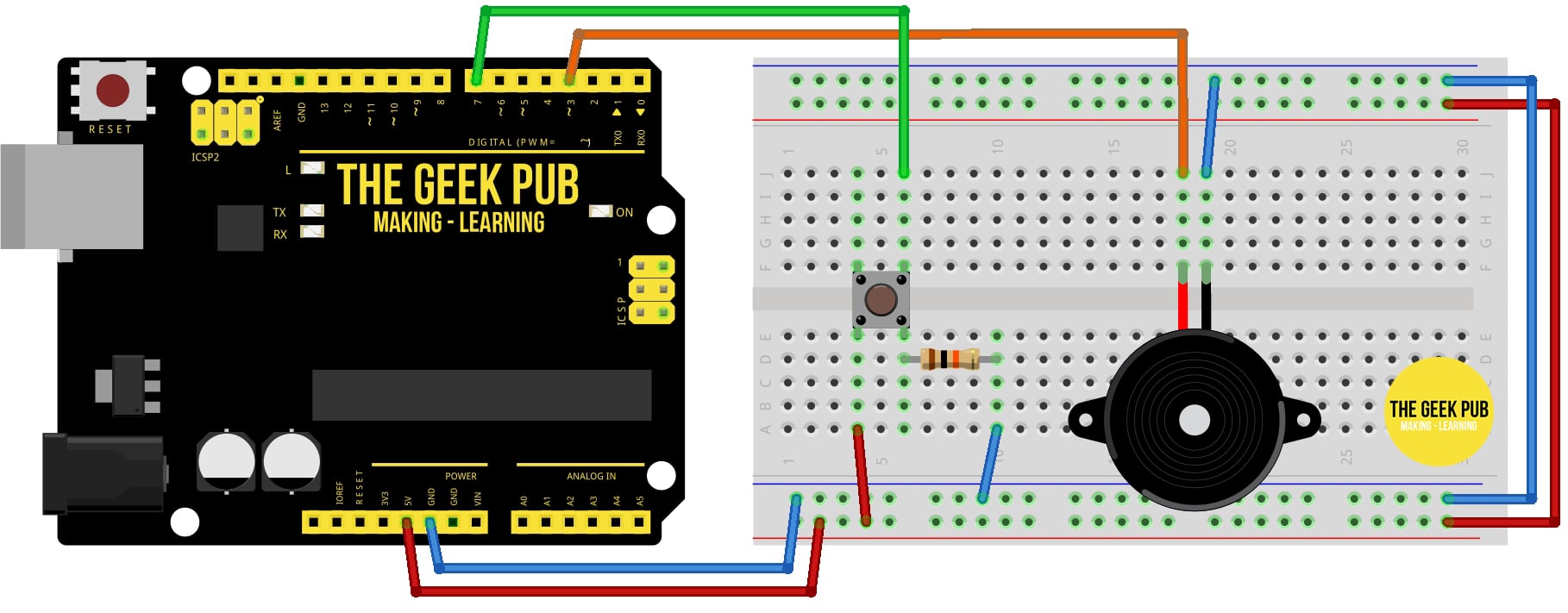 Control a Piezo Buzzer with a Button - The Geek Pub