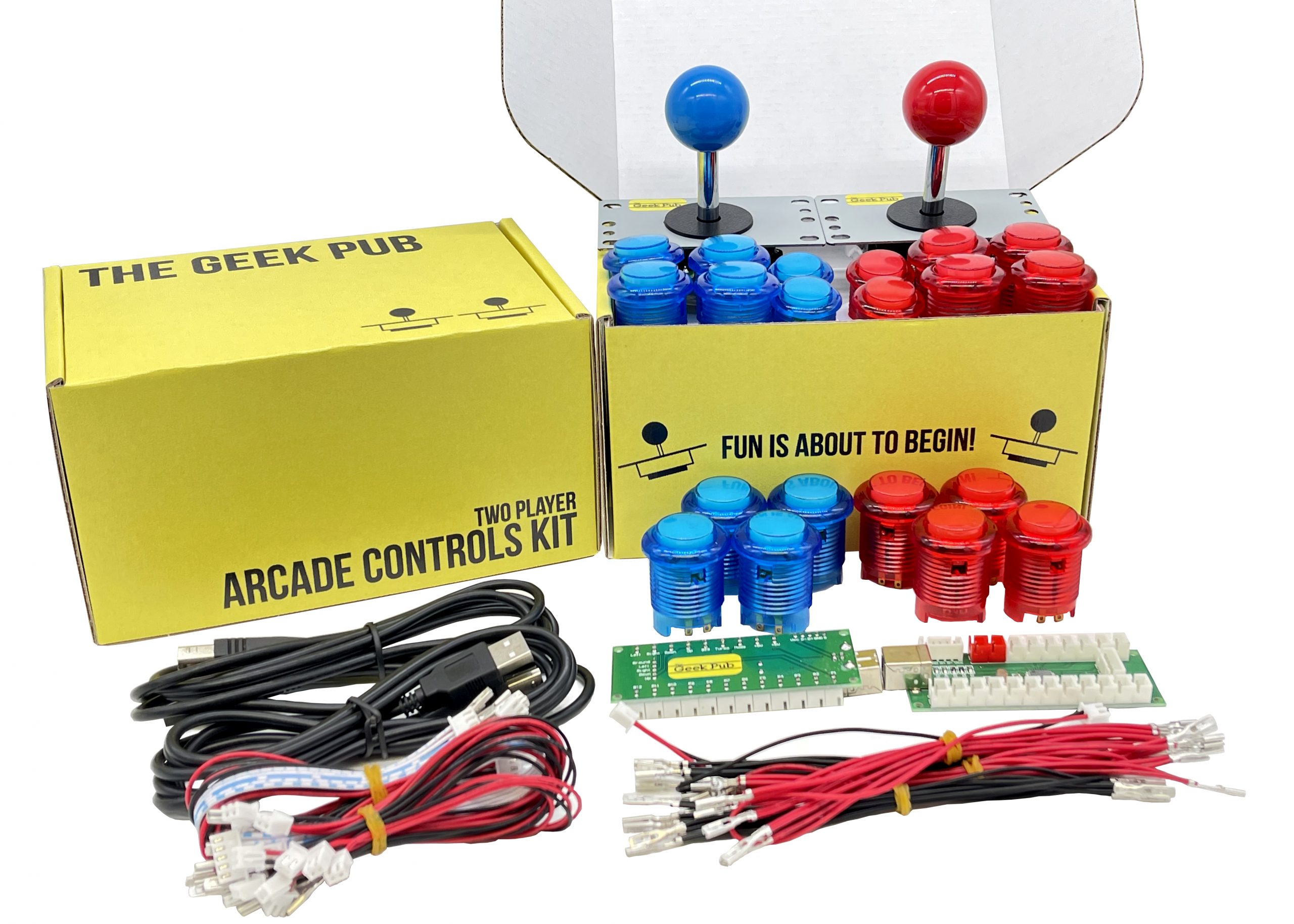 Arcade Control Kit 2-Player LED Blue/Blue - The Geek Pub