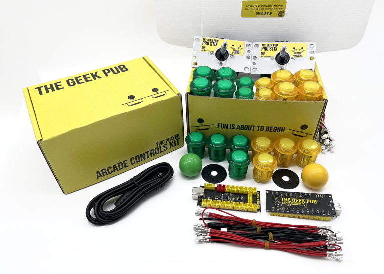 Arcade Control Kit 2-Player LED Yellow/Green - The Geek Pub