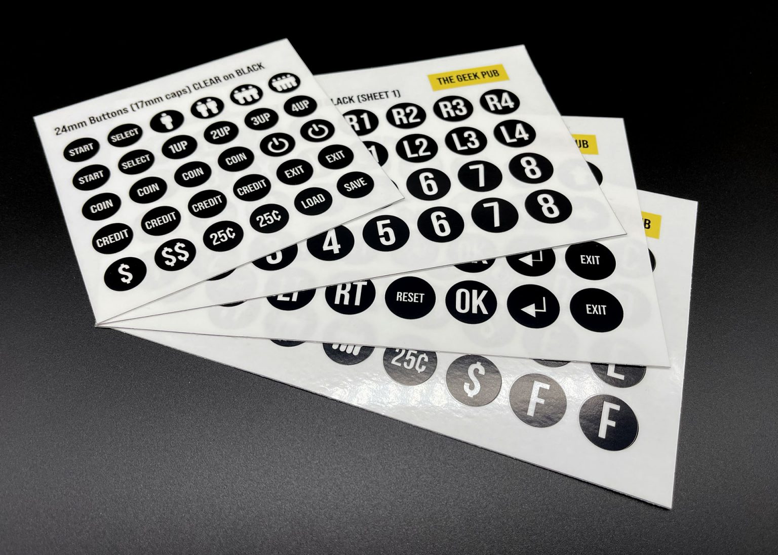 Die-Cut Arcade Button Labels (Clear) - The Geek Pub
