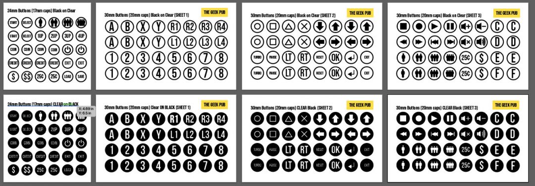 Arcade Button Labels - The Geek Pub