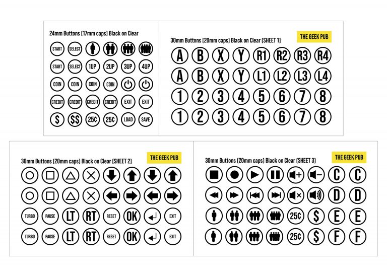 Die-Cut Arcade Button Labels (Clear) - The Geek Pub