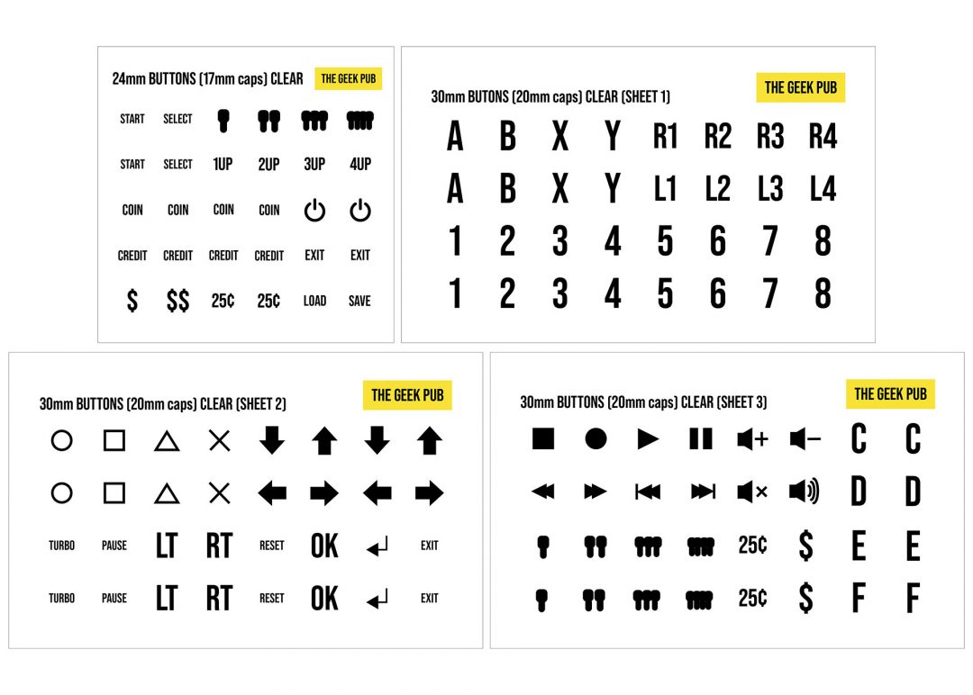 Die-Cut Arcade Button Labels (No Circle) - The Geek Pub