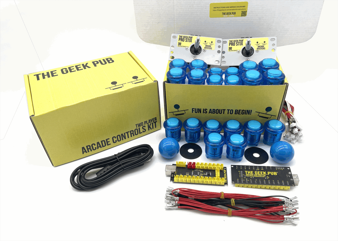 Arcade Control Kit 2-Player LED Blue/Red - The Geek Pub