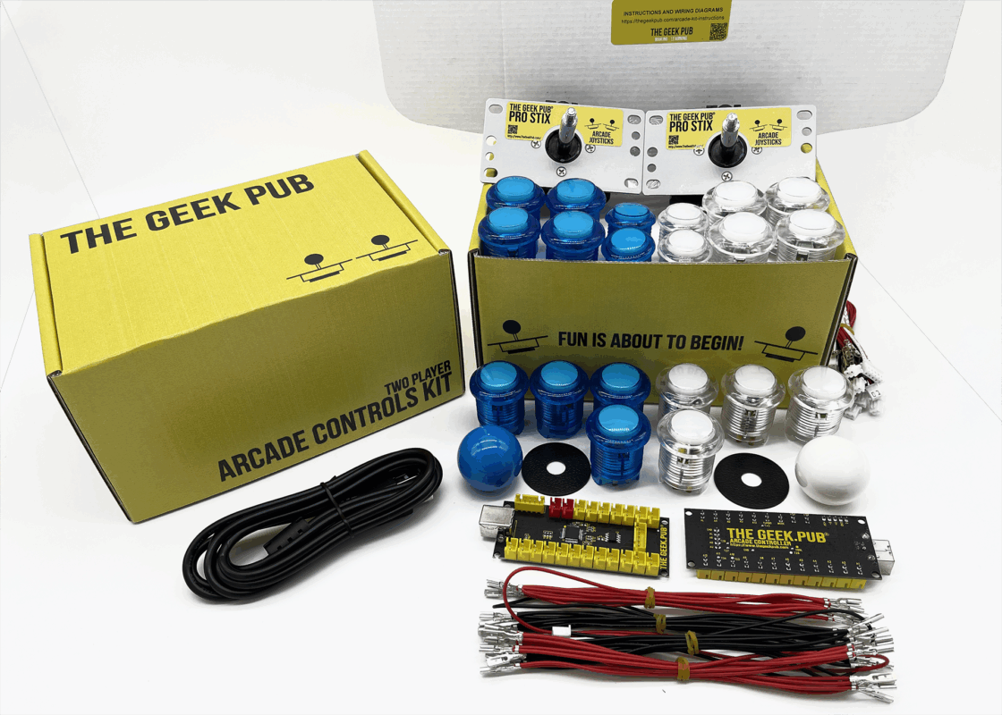 Arcade Control Kit 2-Player LED Blue/Red - The Geek Pub