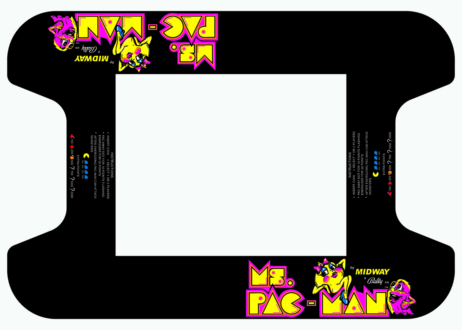 Ms. Pac-Man Cocktail Table Underlayment (Reproduction) - The Geek Pub